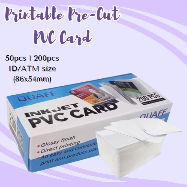 Printable PVC Pre-Cut Cards for Direct ID Printing (50-200pcs per pack ...