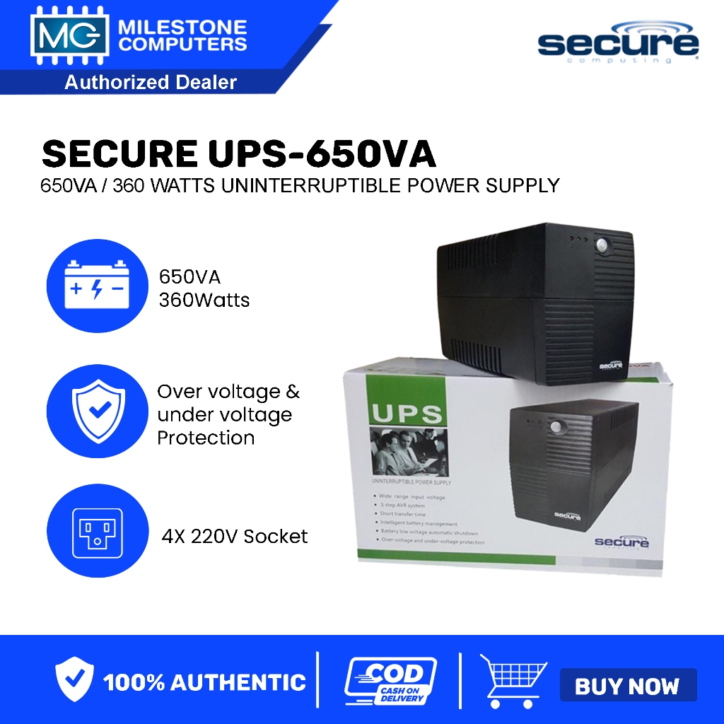 Secure 650va UPS Desktop power surge protection, overload protection ...