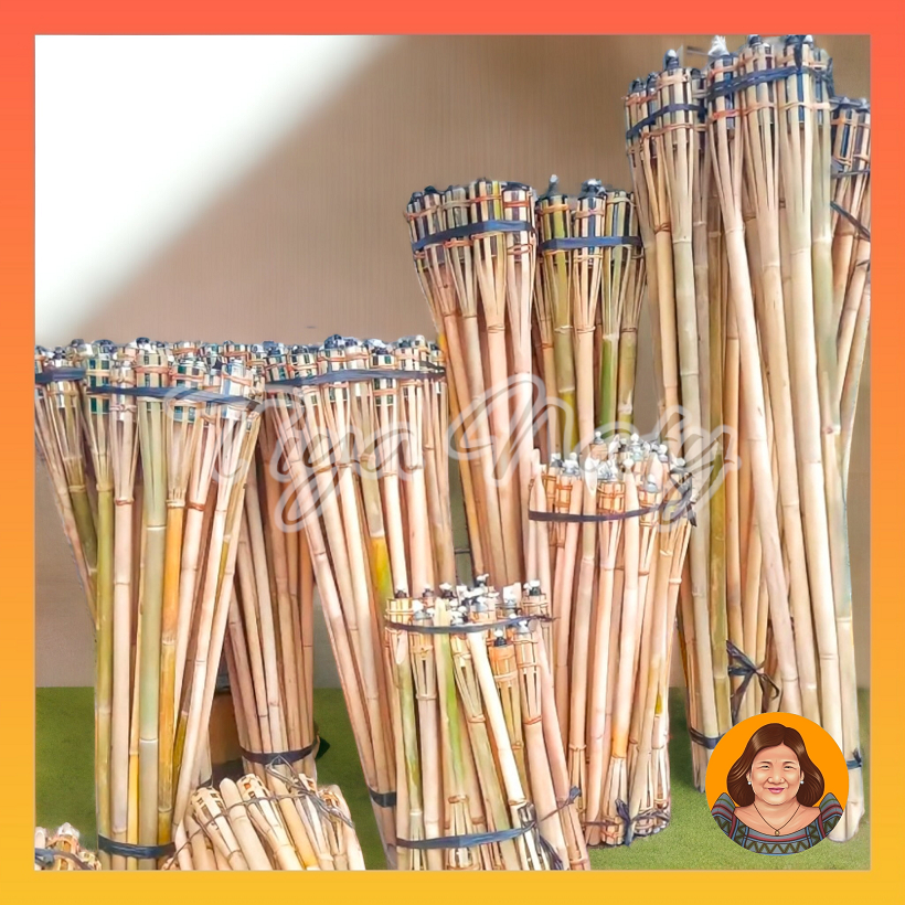 TIYA NATY Bamboo Tiki Torch Sulo Outdoor Lighting Garden Decor Beach ...