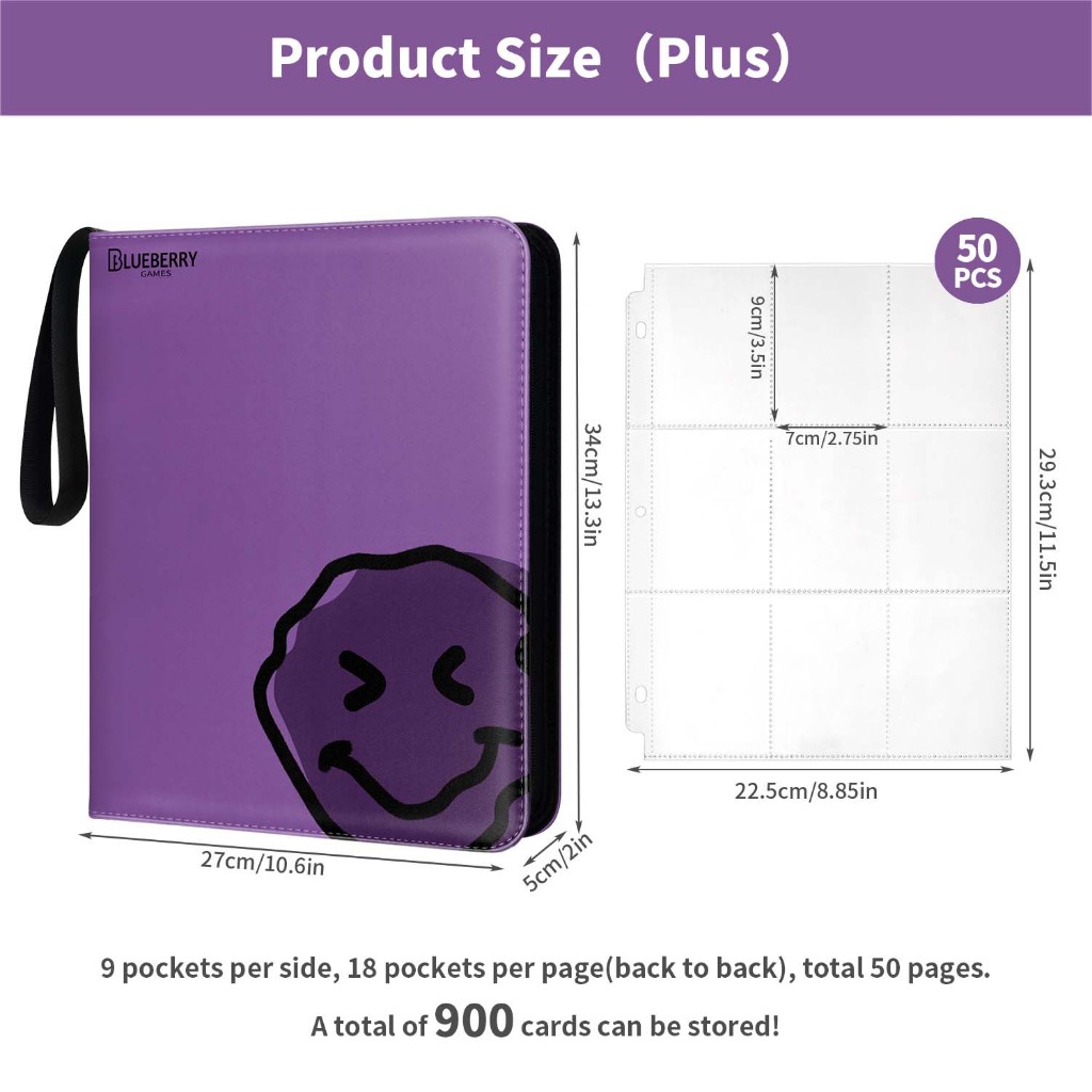 Blueberry Binder Zipper Album 400/900 Pocket Pokemon Leather Lomo Card ...