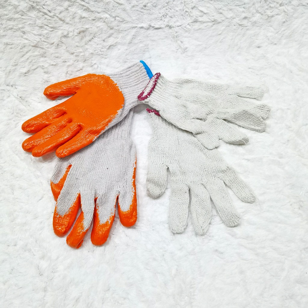 Protective Gloves Cotton Fabric Ordinary Rubberized With Rubber Coating ...