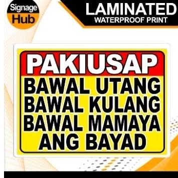 BAWAL UTANG SIGNAGE LAMINATED A4 | Shopee Philippines
