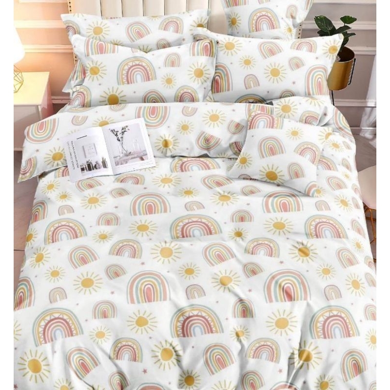 Rainbow BEDSHEET GARTERIZE Premium CANADIAN COTTON(with 2 pillow case ...