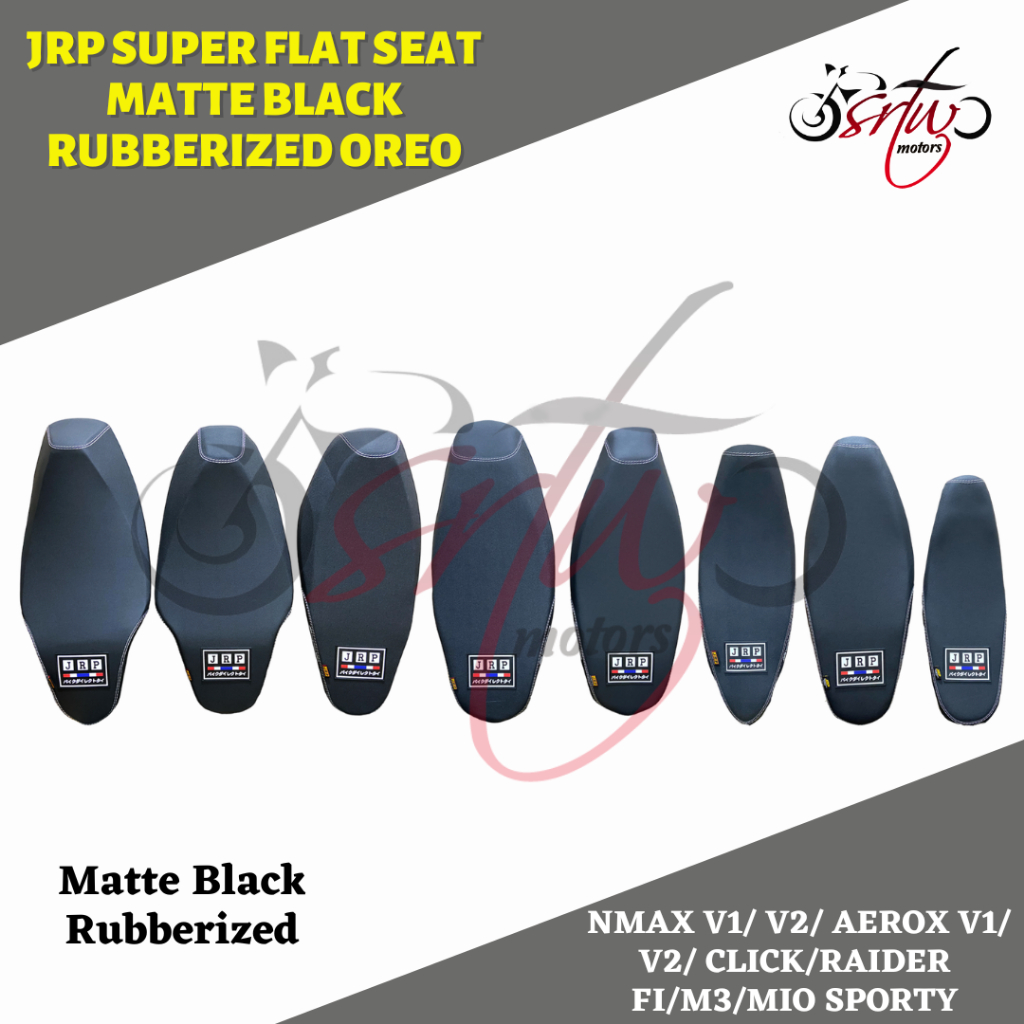SRTW JRP Super Flat Seat Matte Black Rubberized Oreo M3/SPORTY NMAX V1 V2/AEROX V1 V2/CLICK ...
