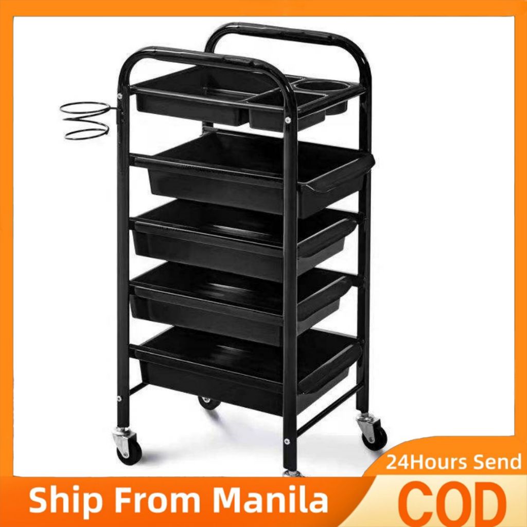Salon Trolley Hairdresser's Storage Racks 5 Tier Moveable Shelves ...