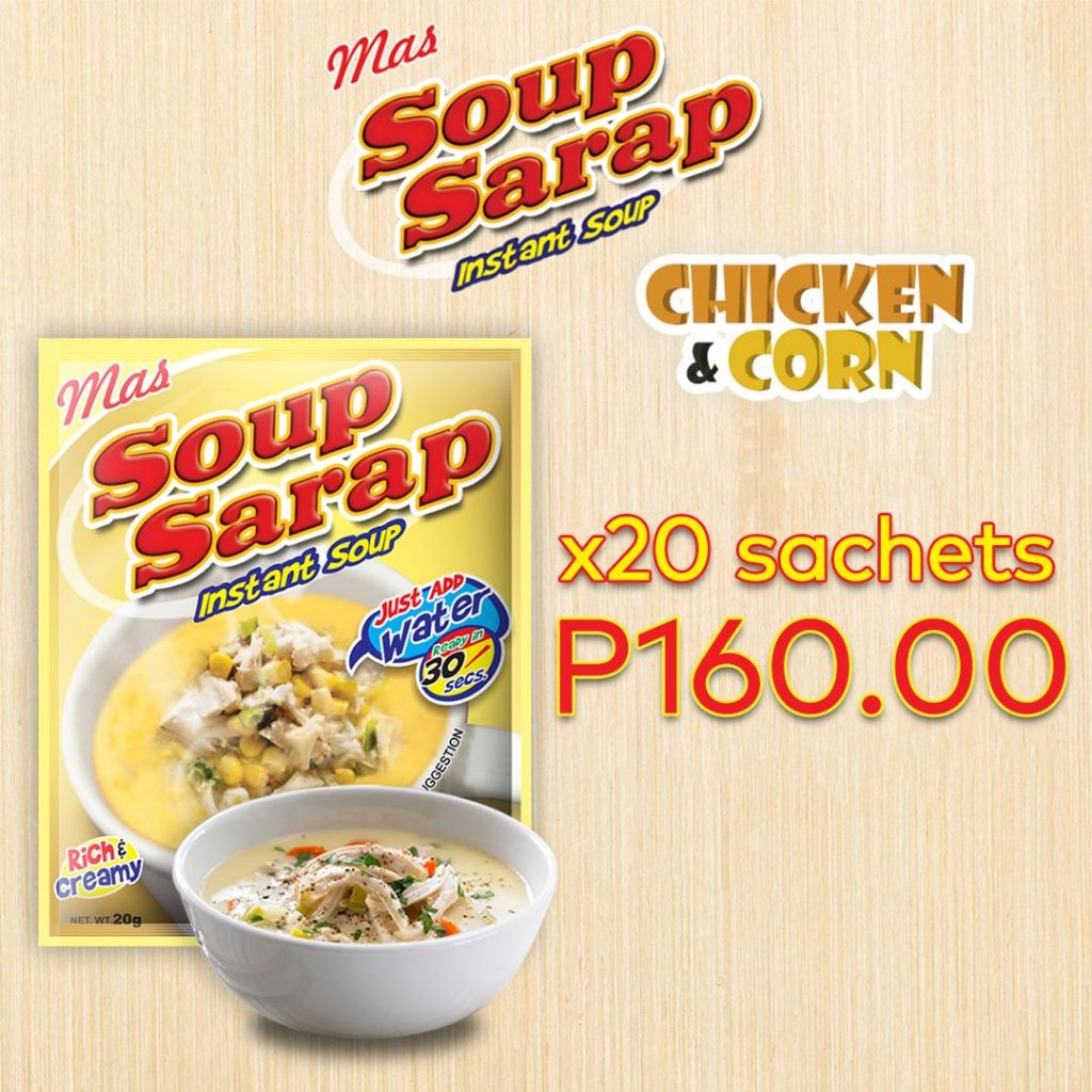 Mas Soup Sarap Instant Chicken & Corn 20G X 20Pcs | Shopee Philippines
