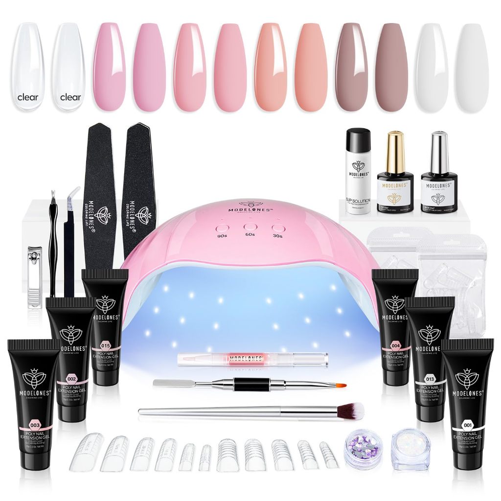 Modelones Poly Nail Gel Kit 6 Colors With 48w Nail Lamp Poly 0302