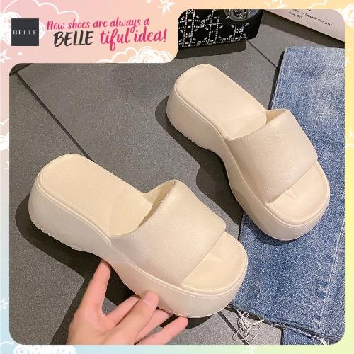 【BELLE】6cm Heightened Sole EVA made Sandals One Soft Strap Slip On ...