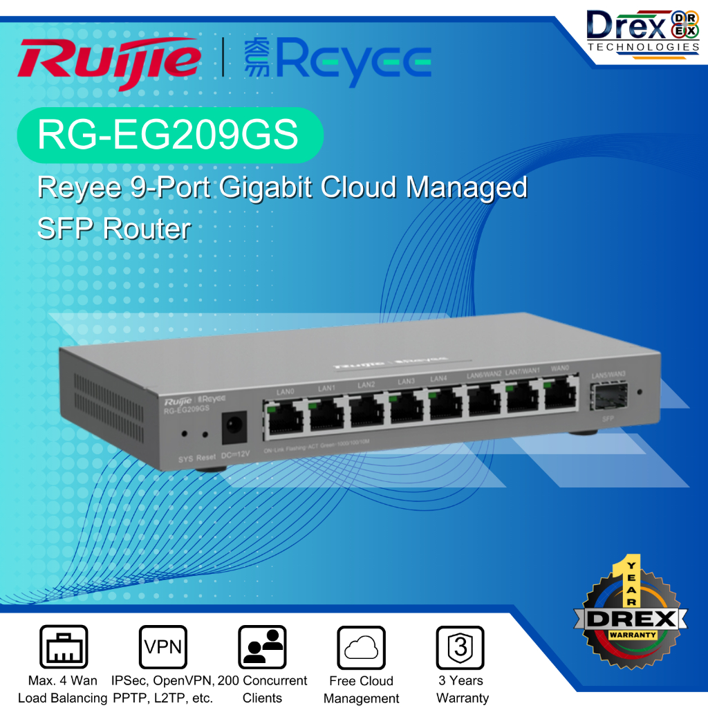 RUIJIE/REYEE RG-EG209GS Reyee 8 Gigabit Port + 1 SFP Port Cloud Managed ...