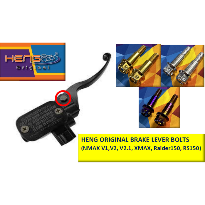 HENG ORIGINAL BRAKE LEVER BOLTS FOR NMAX V1,V2, V2.1, XMAX, Raider150 ...