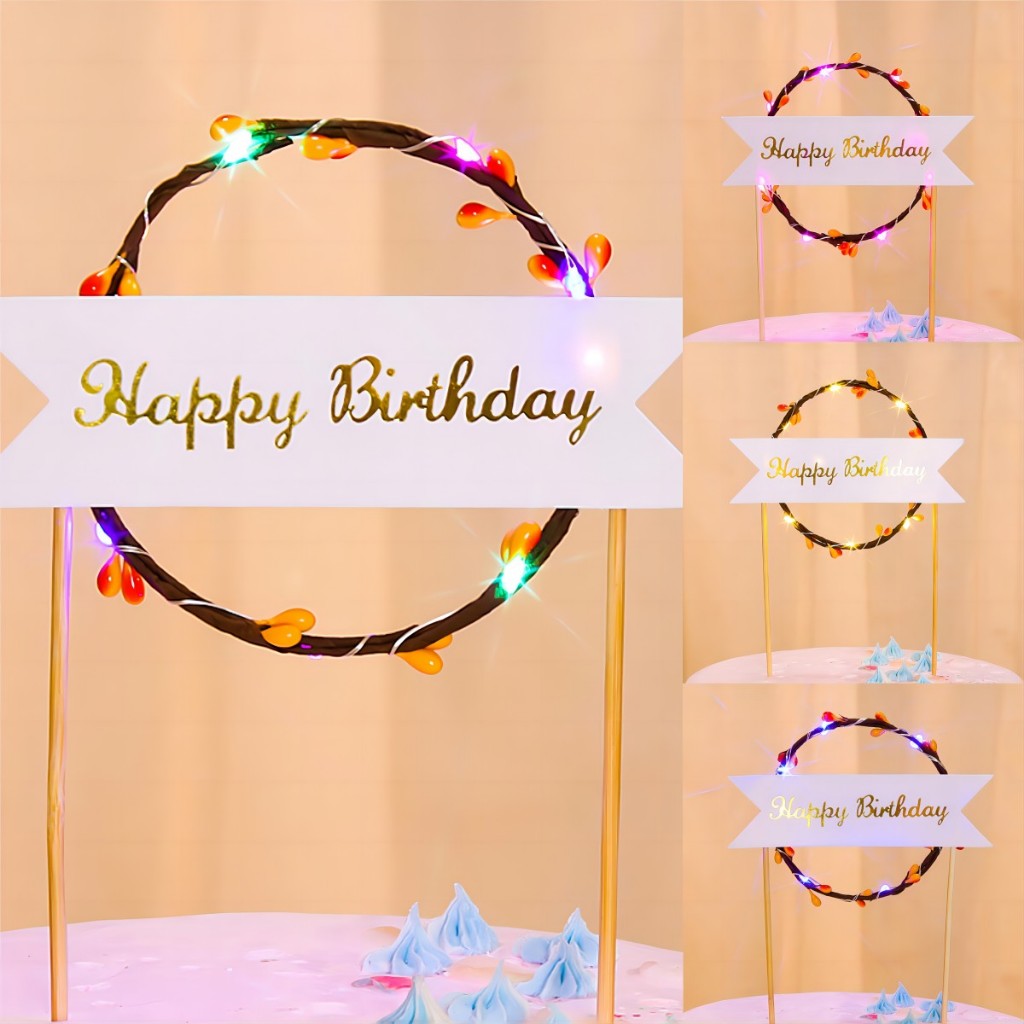 Beautiful and Romantic Sparkling LED Rattan Garland Cake Topper cake ...
