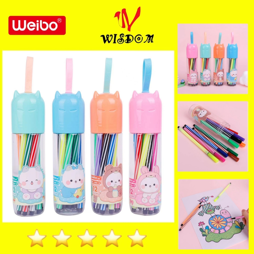 WISDOM WEIBO WB-1006-12 COLOR PEN 12colors /SCHOOL SUPPLIES/GIVEAWAYS ...