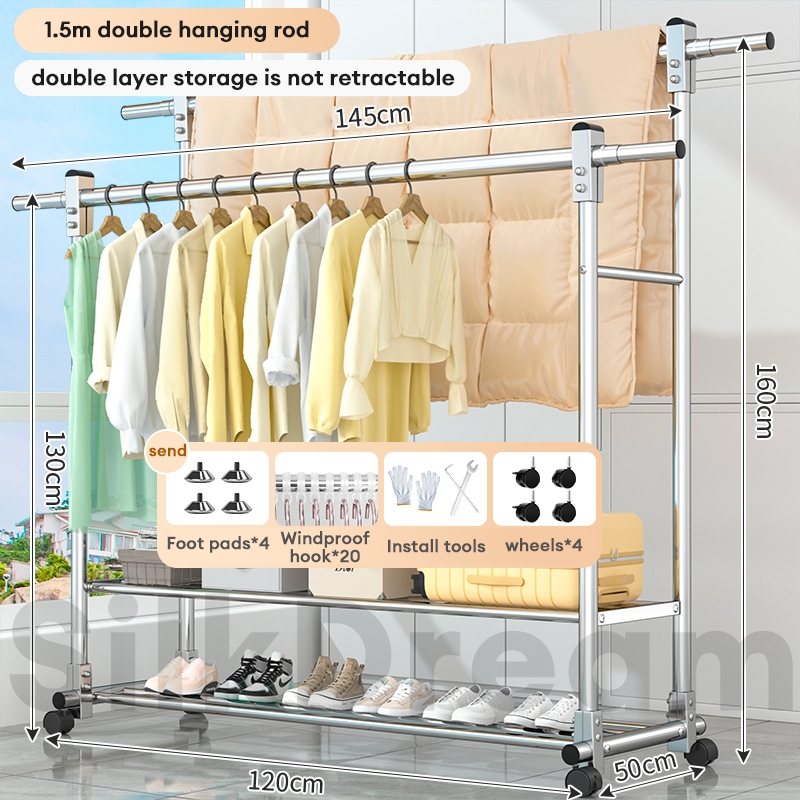 Foldable Sampayan Stainless Steel Clothes Rack Laundry Drying Stand ...