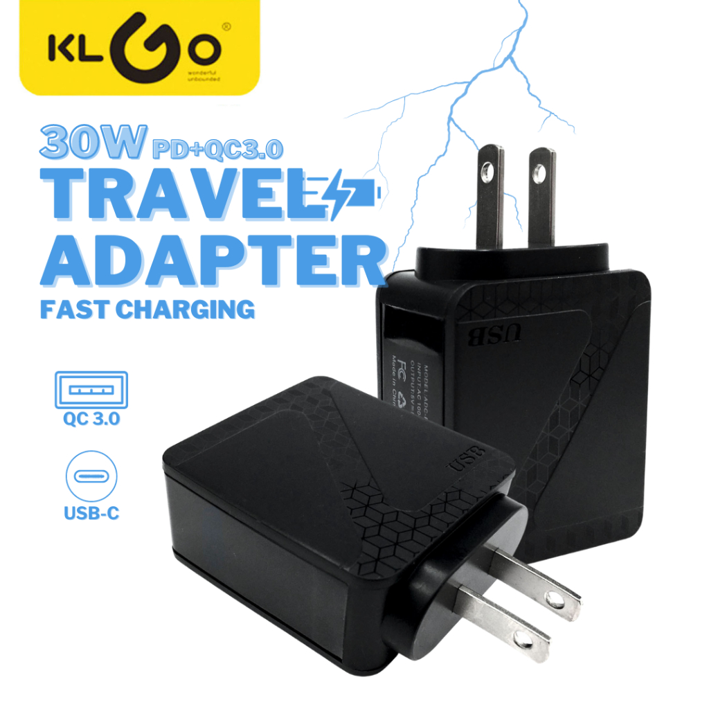 KLGO ADC-PD001 20W Fast Charging Mobile Phone Travel Adaptor USB-A and ...