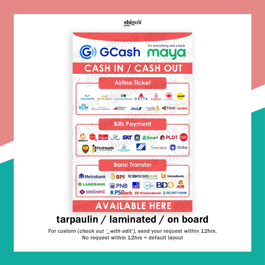 Red Gcash Maya All-In-One Bills Payment Business Tarpaulin and ...