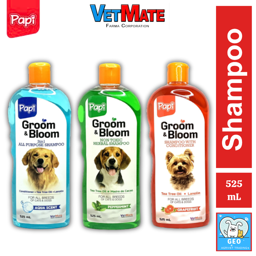 [GEO AGRIVET] PAPI Groom and Bloom Shampoo 525ml for Pet / Para sa Aso ...