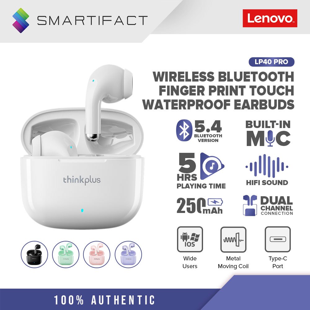 Lenovo LP40 PRO True Wireless Earphones Bluetooth 5.1 TWS HD Stereo Low Latency Gaming Earbuds ...