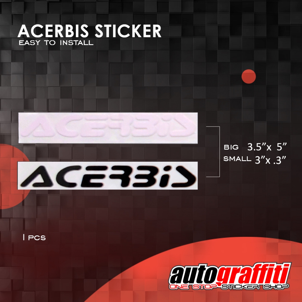 Acerbis Logo Stickers with quality sticker black/white 1pair | Shopee ...
