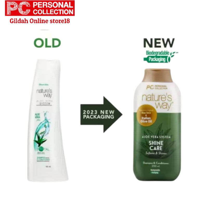 PC NATURE'S WAY ALOE VERA SYSTEM SHINE CARE SHAMPOO & CONDITIONER 200ML ...
