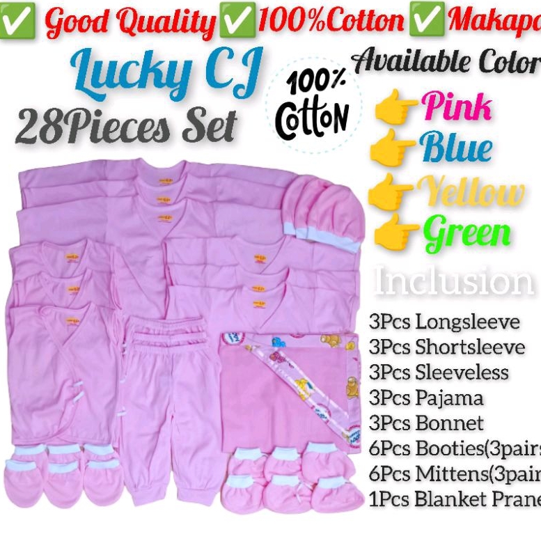 28pcs set Lucky Cj 100% Cotton Newborn Baby Clothes Colored Set Starter ...