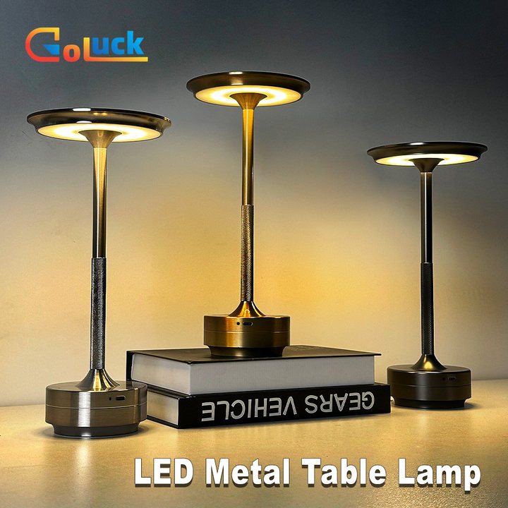 LED Metal Table Lamp USB Touch Control Dimmable Bedside Lighting ...