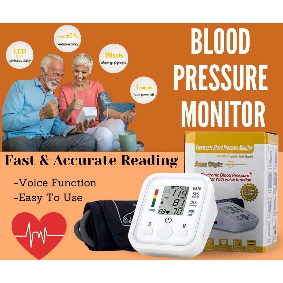 Digital Arm Blood Pressure Monitor Electronic 2.0-inch LCD Display ...