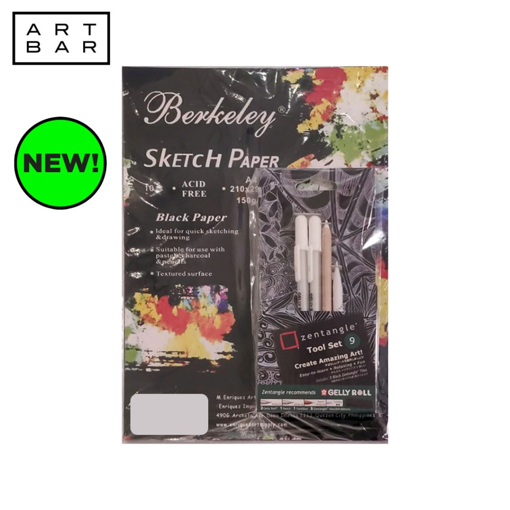 Berkeley Sketchpad Black Paper 10 Sheets A4 With #9 Zentangle Set - Art ...