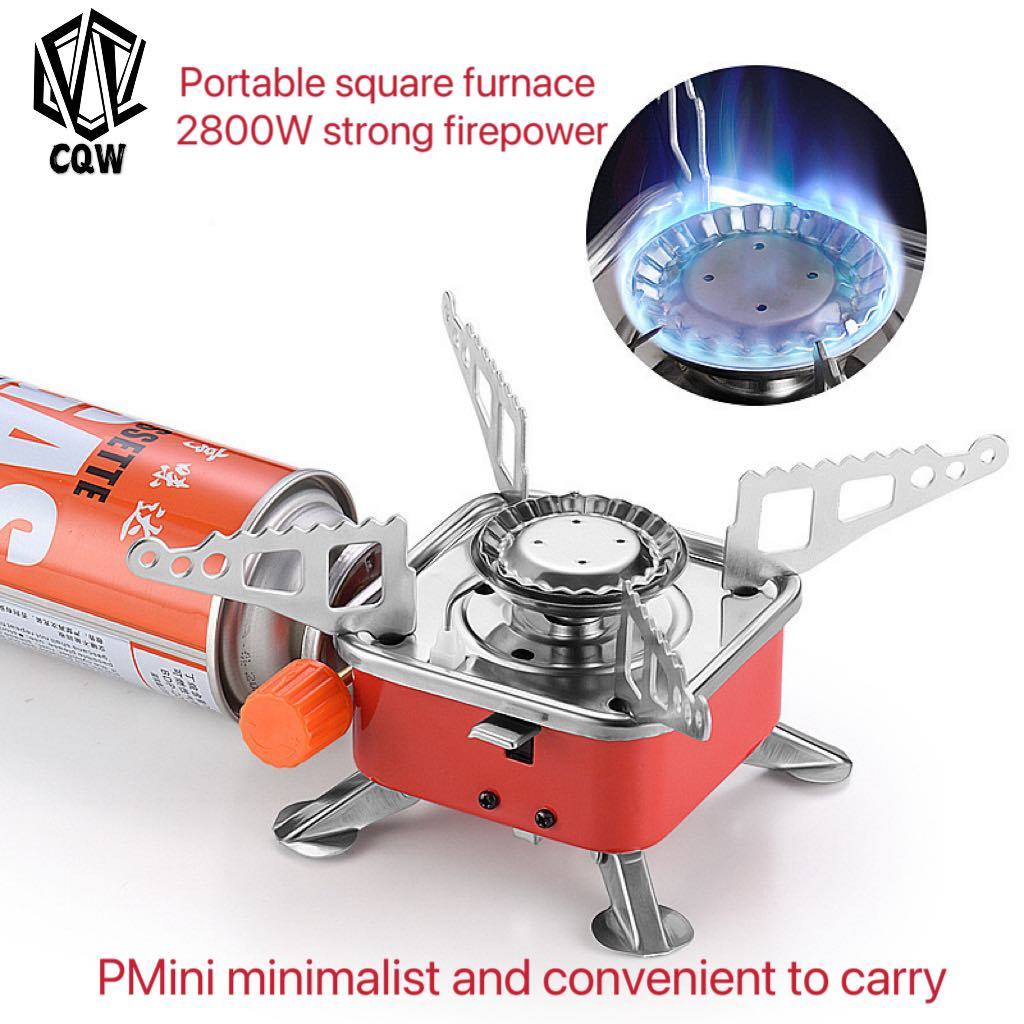CQW Portable Card Type Mini Butane Stove Square Outdoor Folding Camping ...