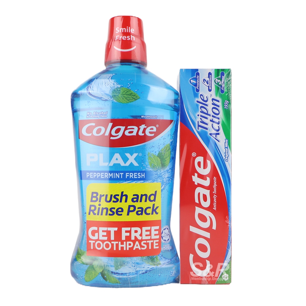 Colgate Plax Peppermint 1L + Triple Action Toothpaste 193g | Shopee ...
