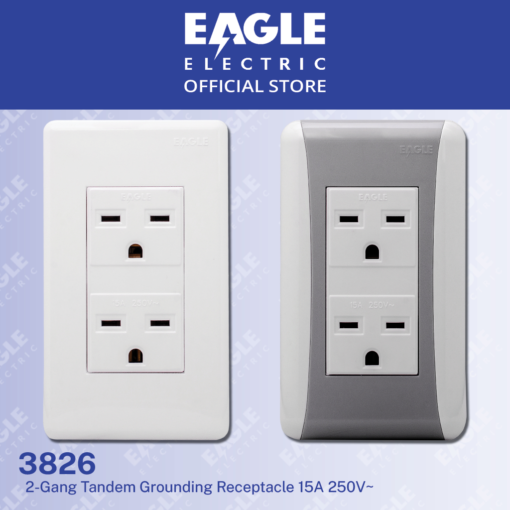 EAGLE 3826 ÉLAN/PREMIÈRE Tandem Grounding Duplex Outlet 15A 250V~ EEPH ...