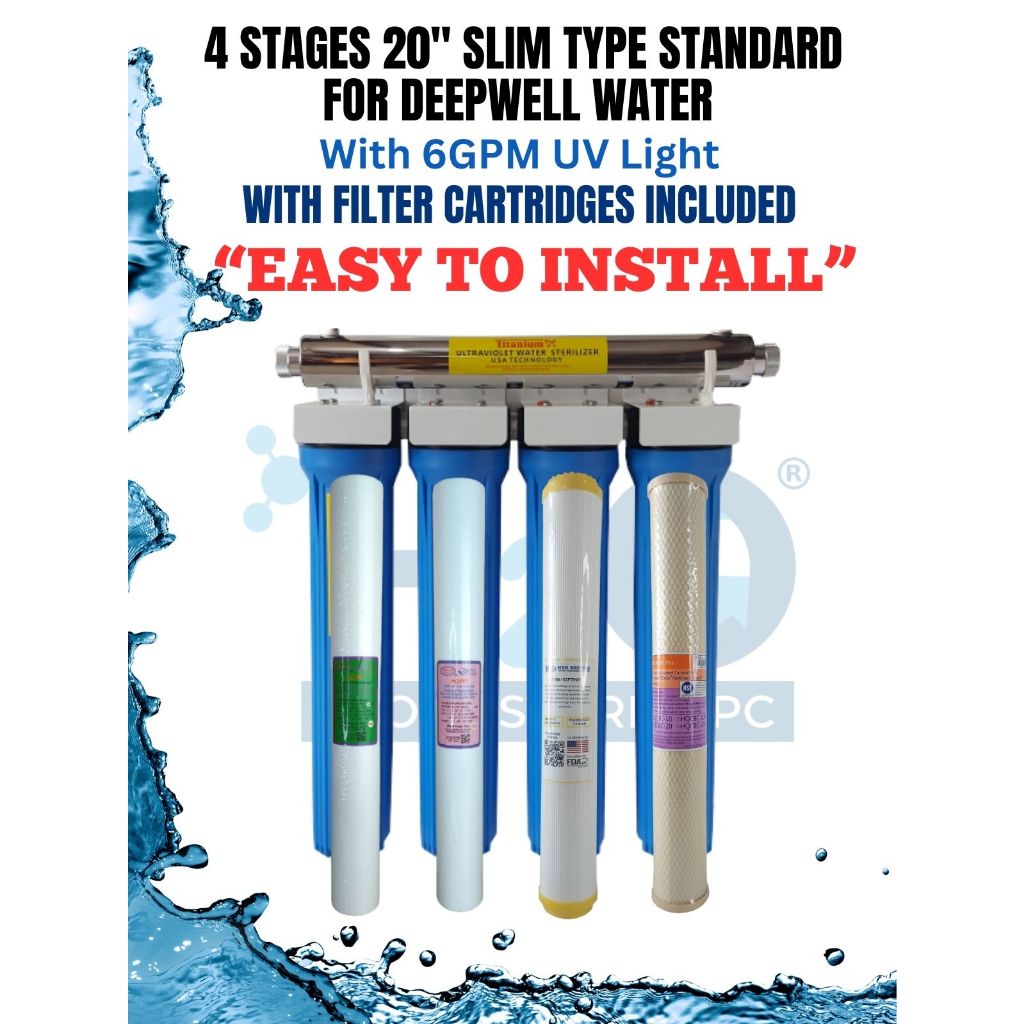 4 Stages Water Filter Deepwell Standard Heavy Duty Complete Set with 6 ...