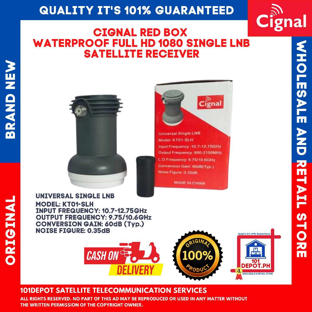 CIGNAL LNB UNIVERSAL WATERPROOF FULL HD 1080 SINGLE SATELITE RECEIVER ...