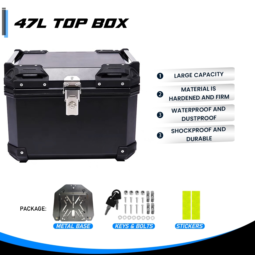 Heavy Duty Universal Motorcycle Box ABS Material 47L Motorcycle Trunk ...