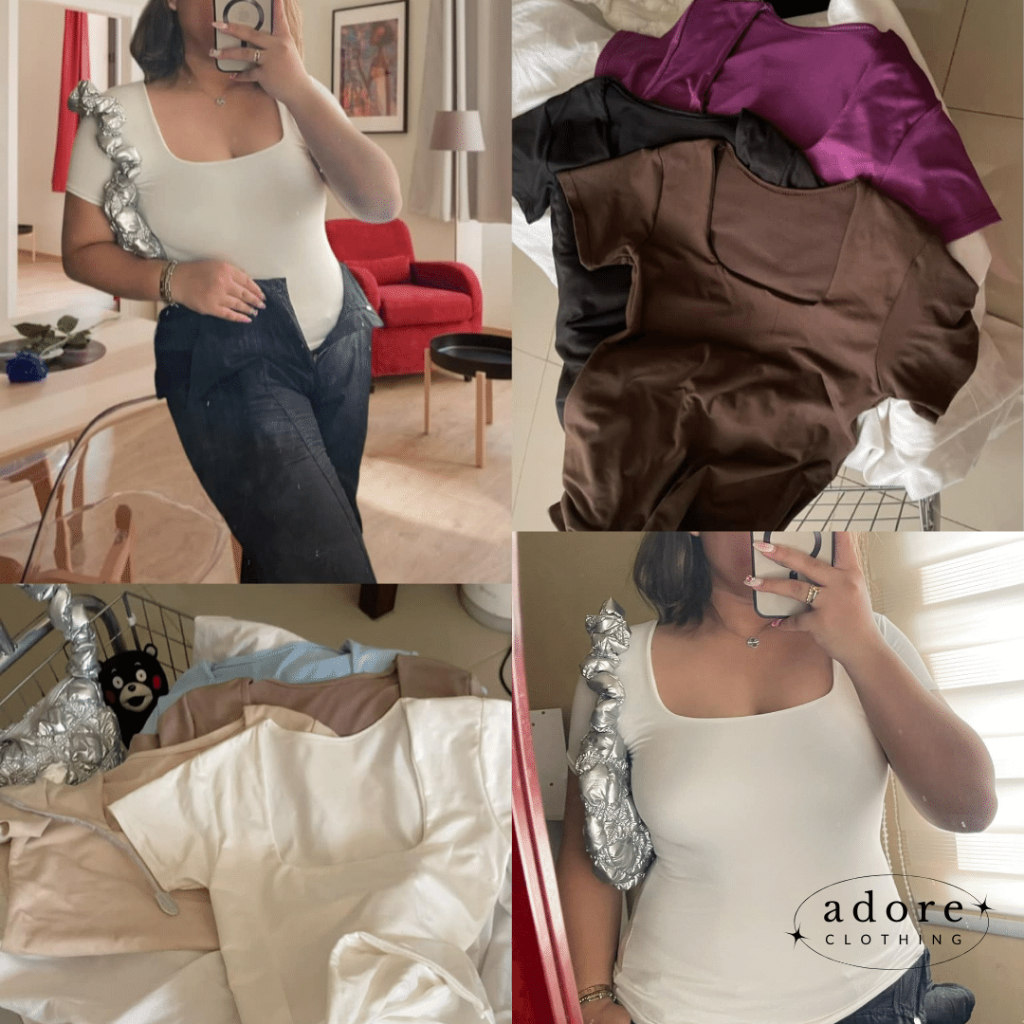 Seamless squareneck full length basic top double lining | Shopee ...