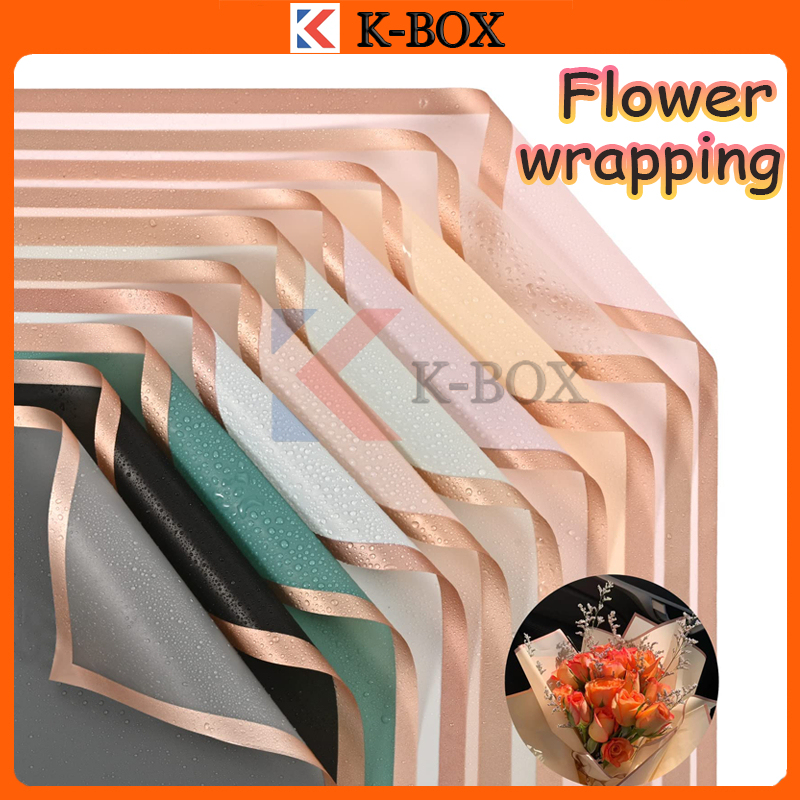 Flower Wrapping Paper Gold Border Jelly Color Packaging Paper Matte ...