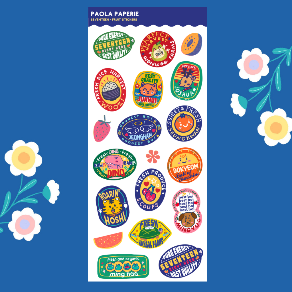 SEVENTEEN FRUIT STICKERS SVT | Sticker sheet for planner, journal ...
