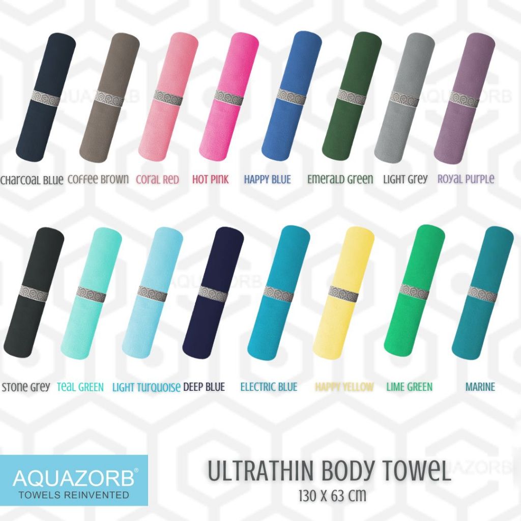 AQUAZORB Ultrathin Series Body Bath Towel. Compact, Super-absorbent ...