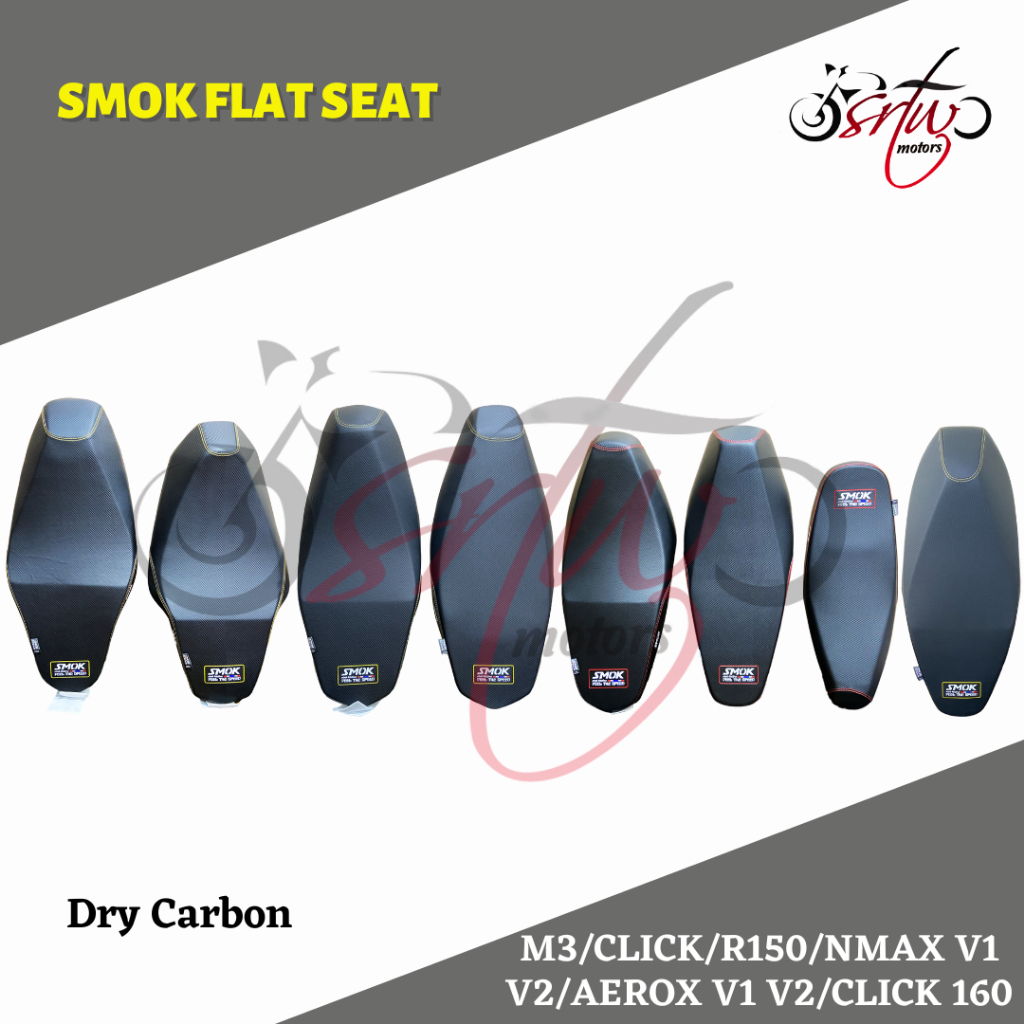 SRTW SMOK Flat Seat Dry Carbon M3/CLICK125/150/160 /NMAX V1 V2/AEROX V1 V2/ADV150/160/ SNIPER150 ...