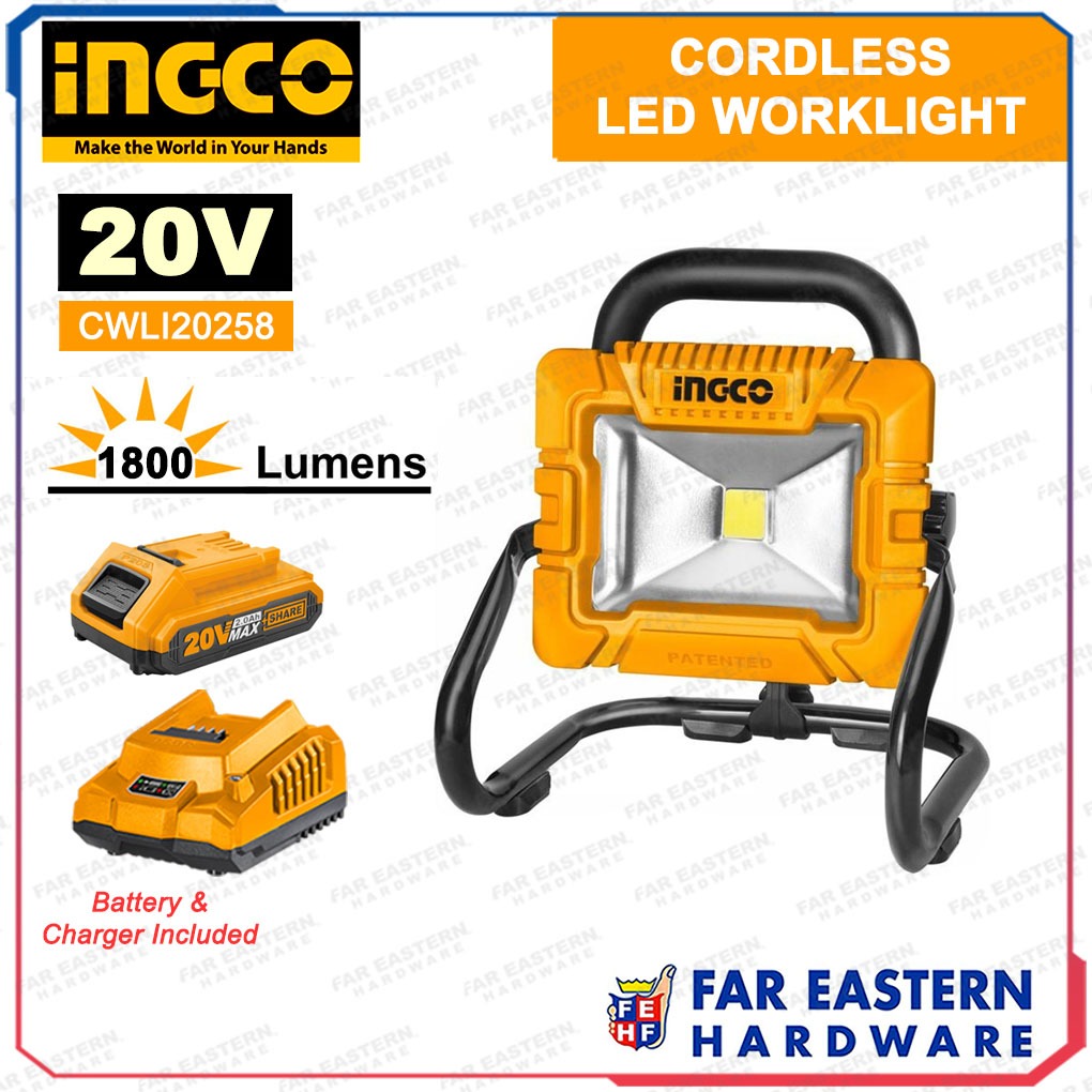 INGCO Cordless LED Worklight Portable Lamp 20V Work Light CWLI2025 ...