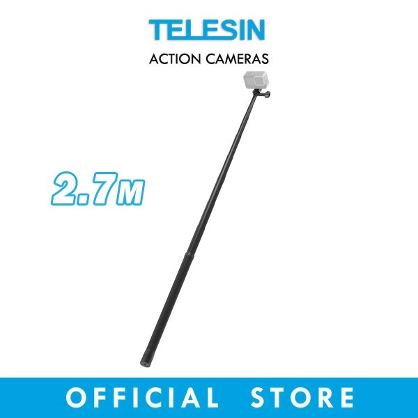 TELESIN 2.7M Carbon Fiber Groupie Invisible Stick Extendable Monopod ...