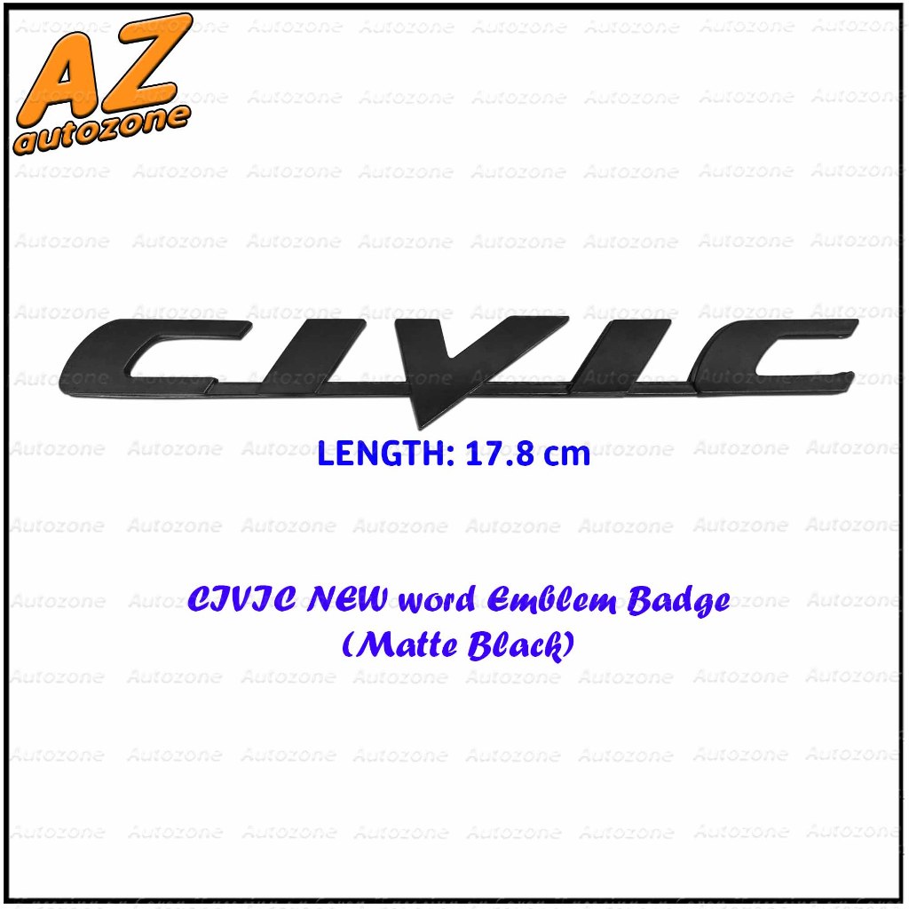 CIVIC Word Rear Trunk Emblem Badge for New Honda Civic Cars (Matte ...