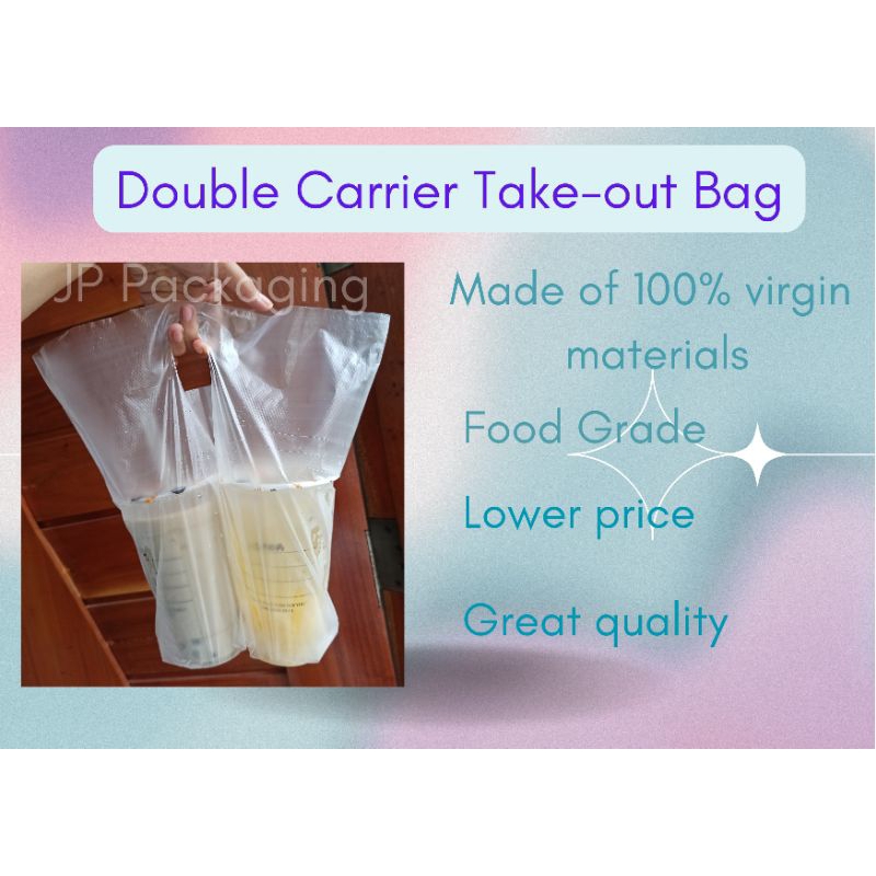 Double Carrier Take-out Bag 100 pcs. for Milk Tea and other Drinks ...