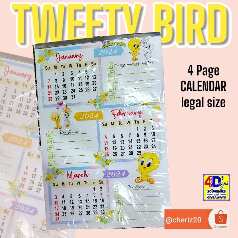 Tweety Bird 2024 Page Calendar / Tent Calendar | Shopee Philippines