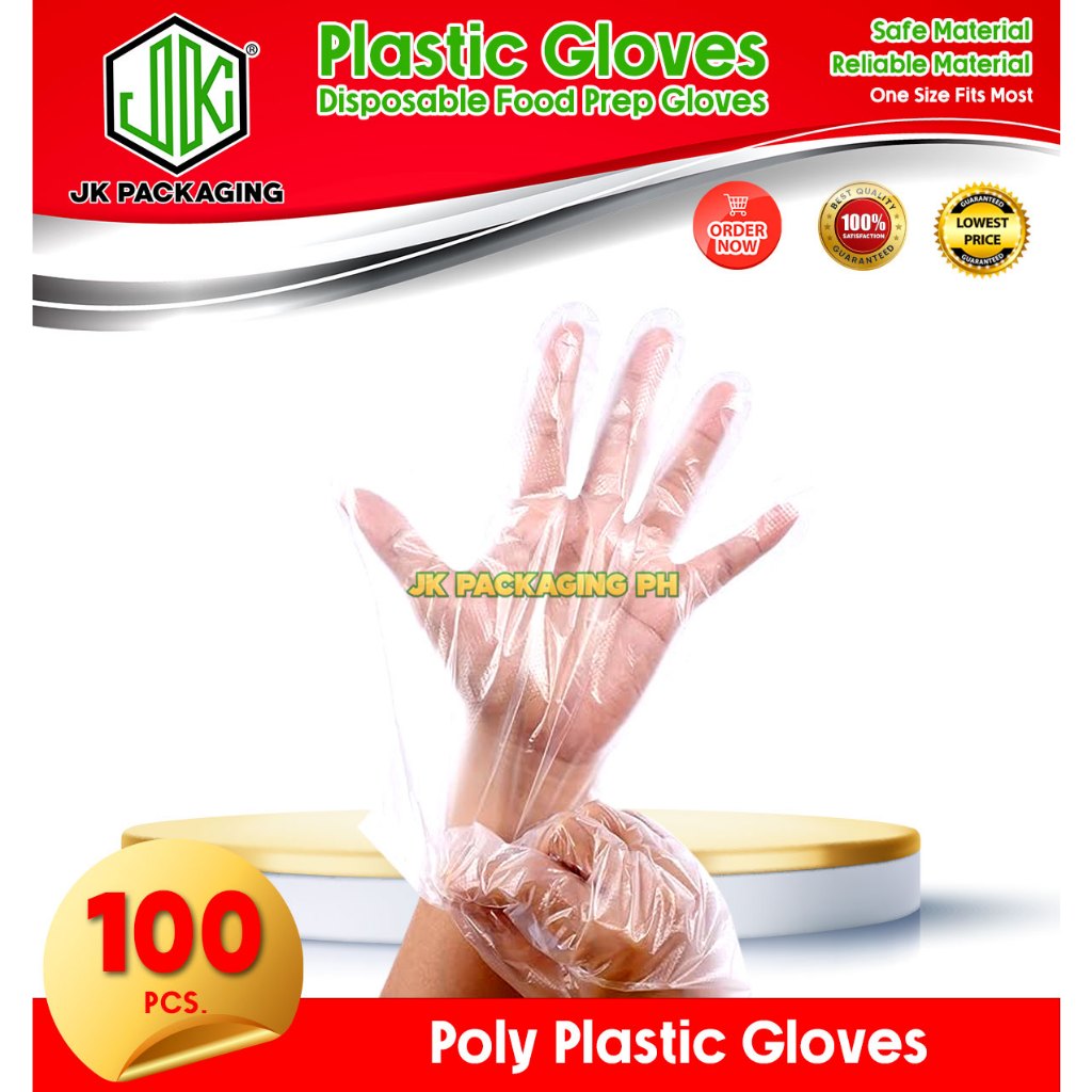 100 PCS. Disposable Gloves Plastic 】Disposable Sterile Poly Plastic Gloves Disposable Food Prep ...