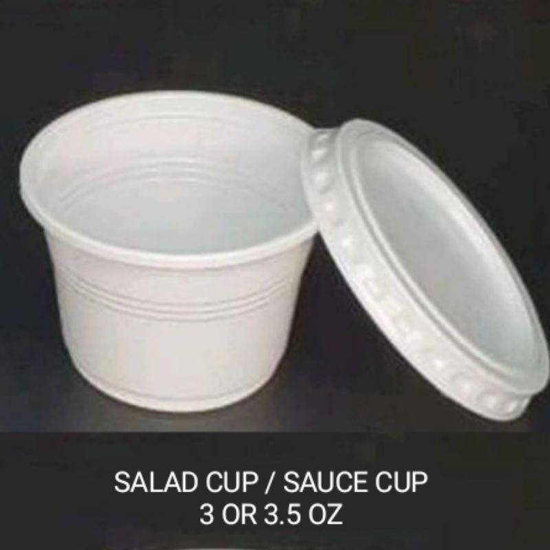 50pcs - Salad cup, Sauce cup white - 3 or 3.5 oz w/ lid or takip ...