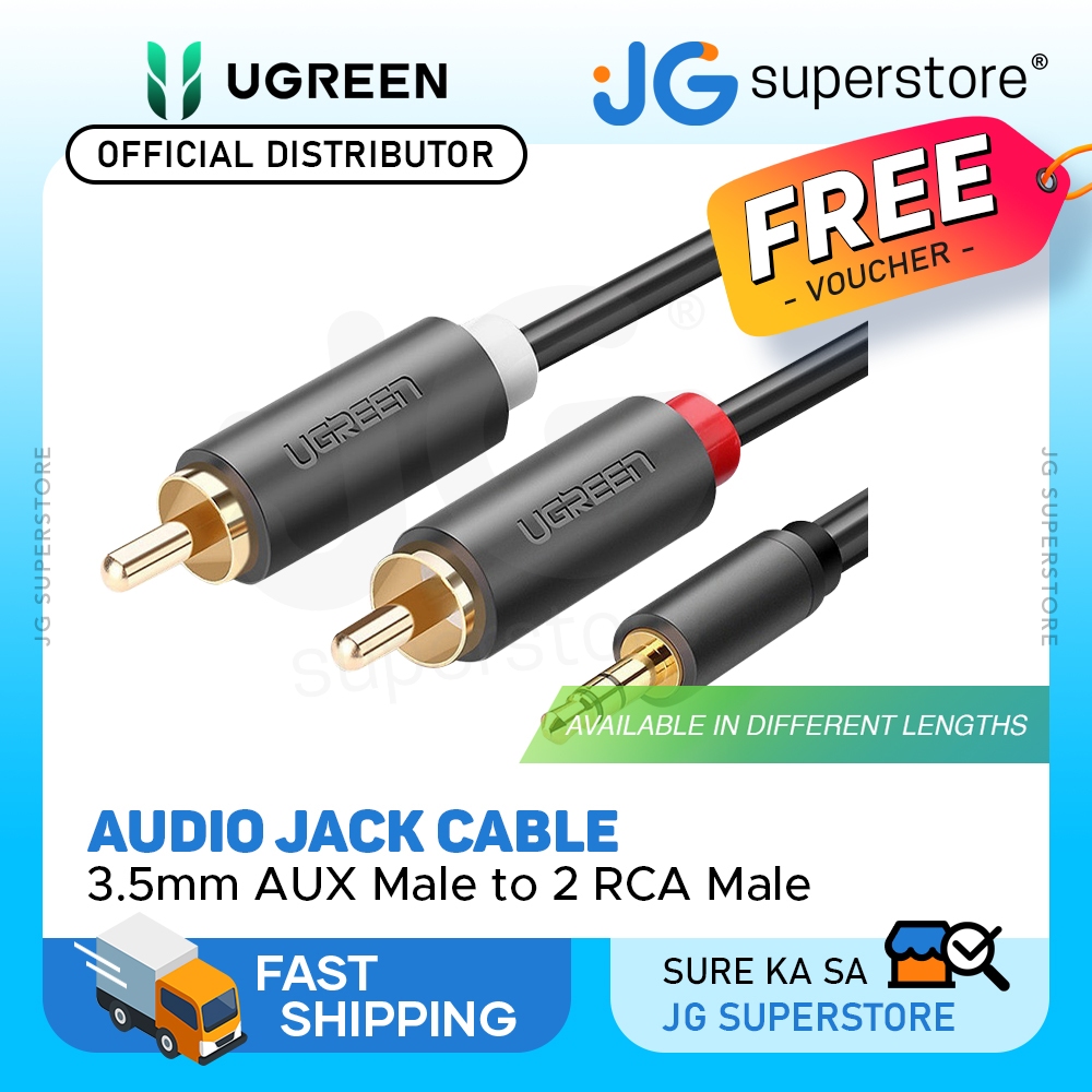 UGREEN 3.5mm AUX Male to 2 RCA Male Audio Jack Gold-Plated Cable for ...