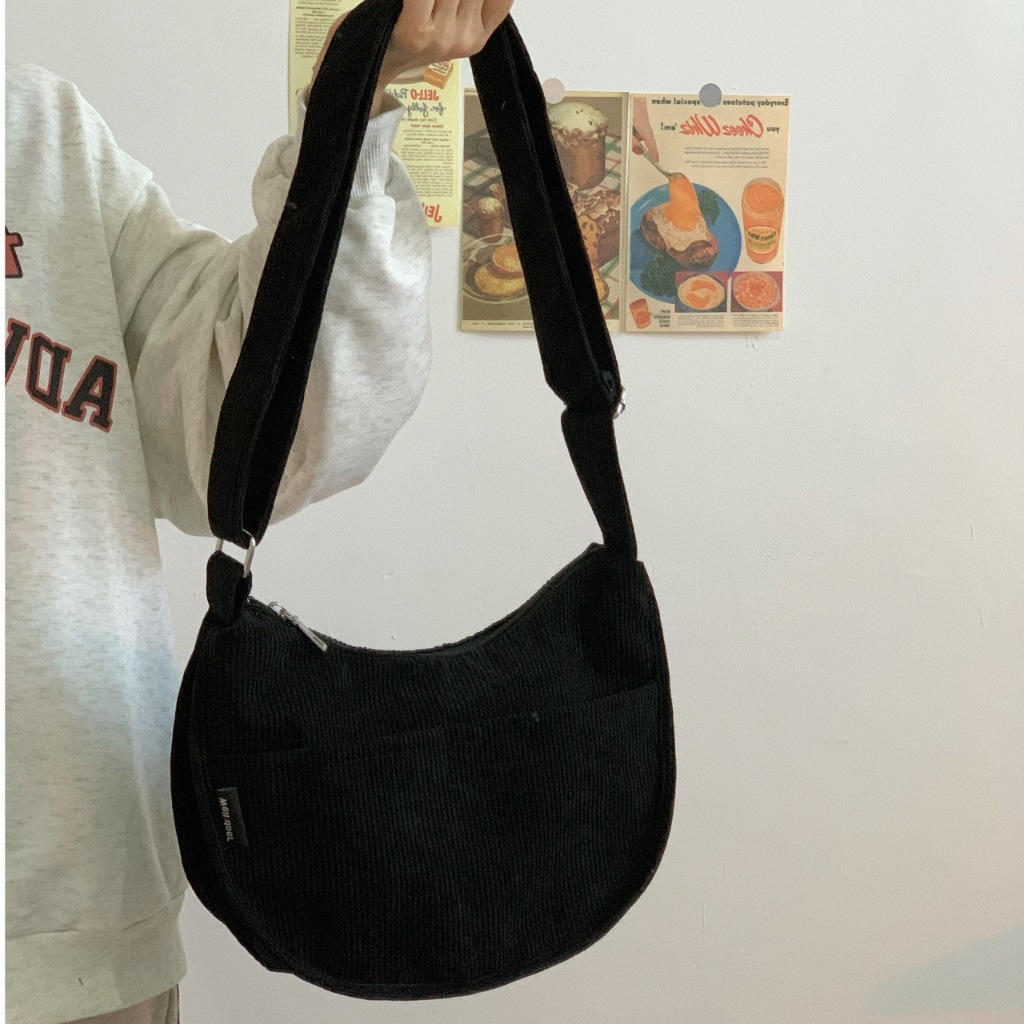 Mumu 5088 Japanese Corduroy Dumpling Sling Bag School College Shoulder ...