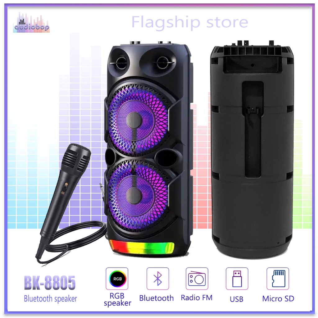 Audiobop Double 8INCH 3000w Super Bass Portable Wireless Bluetooth ...