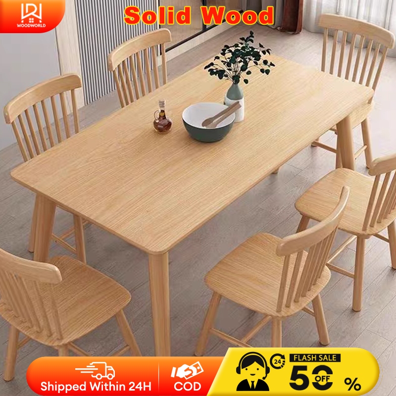[Solid Wood] Dining Table 140/120/100CM Desk Tables Nordic Table Family ...