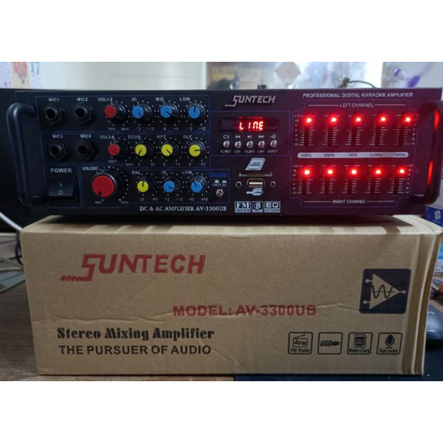 COD Suntech AV-3300/DM-6000 professional karaoke amplifier Bluetooth 12v Free wired microphone ...